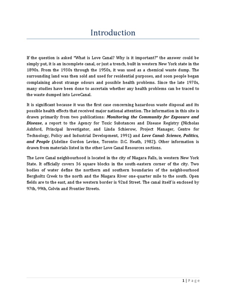 Love Canal: A Chemical Disaster Overview | PDF | Hazardous Waste ...