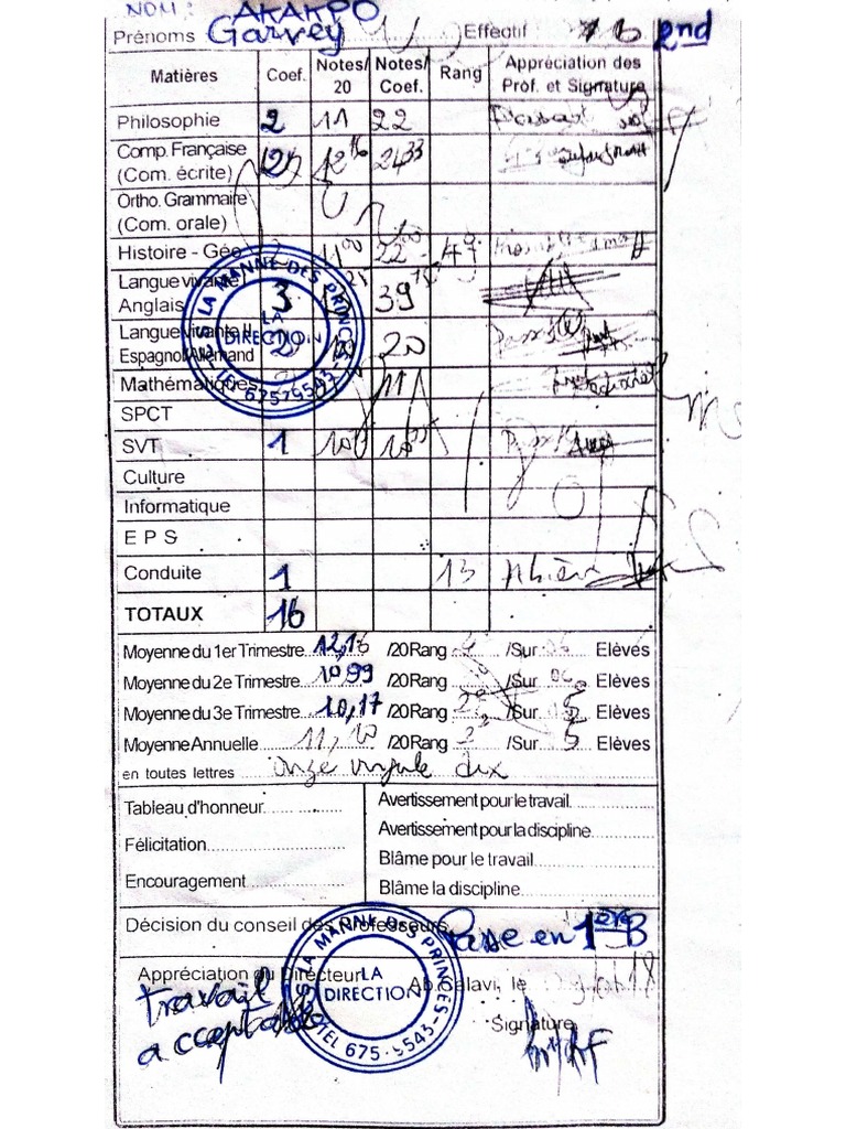 Bulletin de Note PDF | PDF