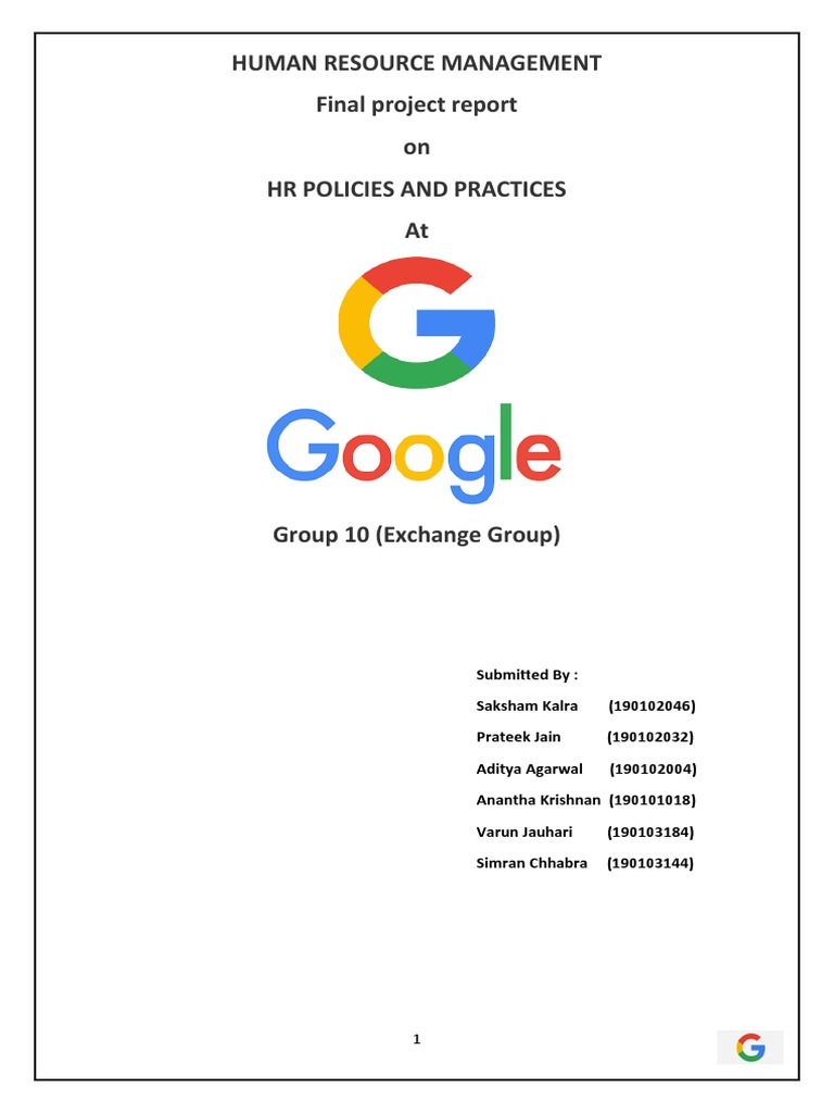 Human Resource Management Final Project Report On HR Policies and ...