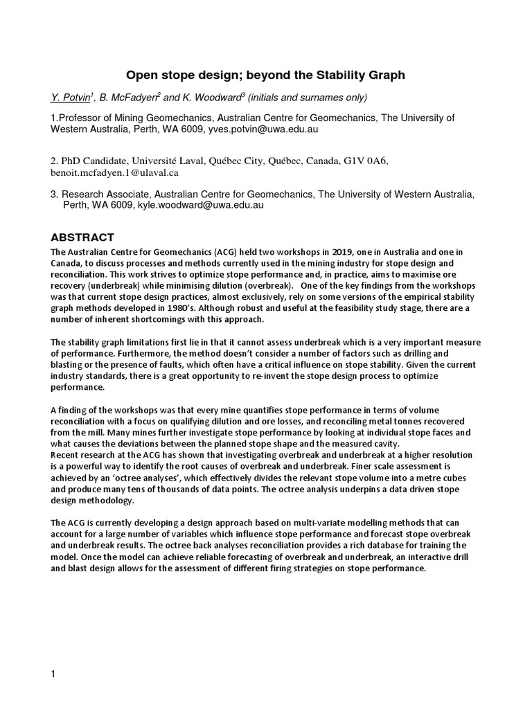 Abstract 104 Open Stope Design Beyond The Stability Graph | PDF ...