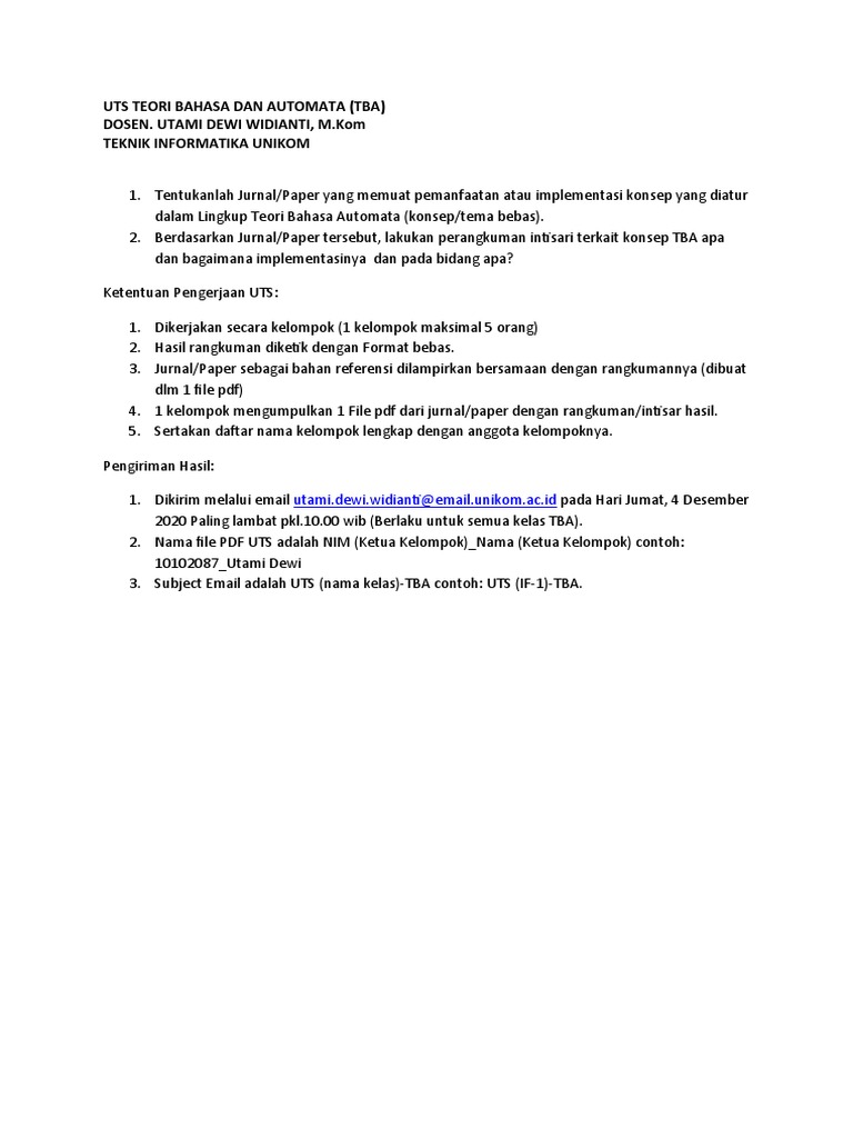 UTS TBA Ganjil 2020 | PDF | Karier & Perkembangan | Seni