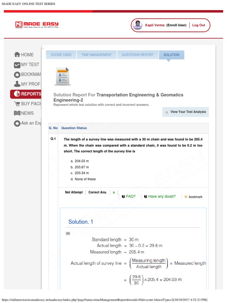Transportation Engineering Test Solutions | PDF | Curvature | Angle