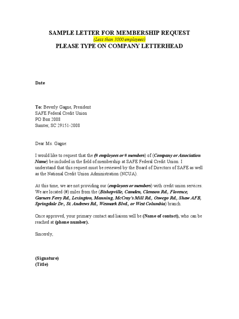 Membership Request Letter Sample | PDF