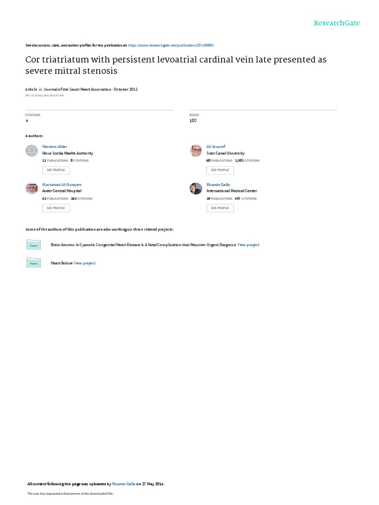 Cor Triatriatum With Persistent Levoatrial Cardina | PDF | Atrium ...