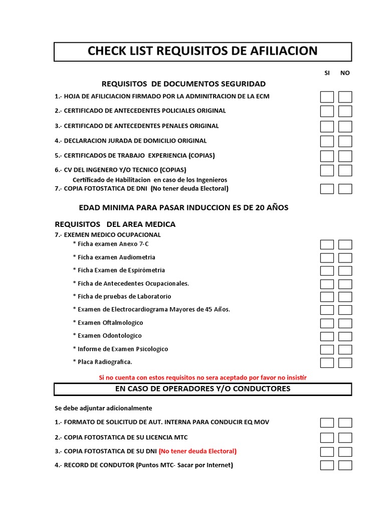 Check List Induccion | PDF | Business