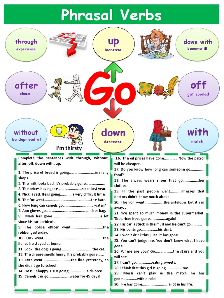 Phrasal Verbs with "Go" Exercises | PDF | Syntax | Grammar