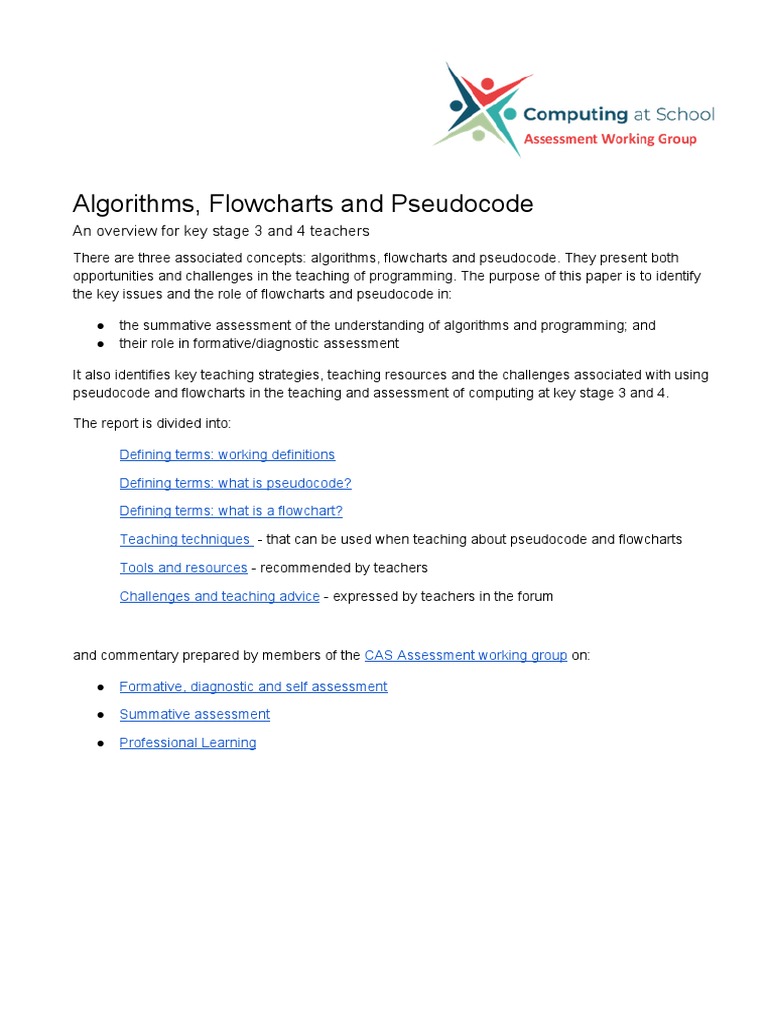 Algorithms, Flowcharts and Pseudocode: An Overview For Key Stage 3 and ... Algorithms, Flowcharts and Pseudocode: An Overview For Key Stage 3 and ...
