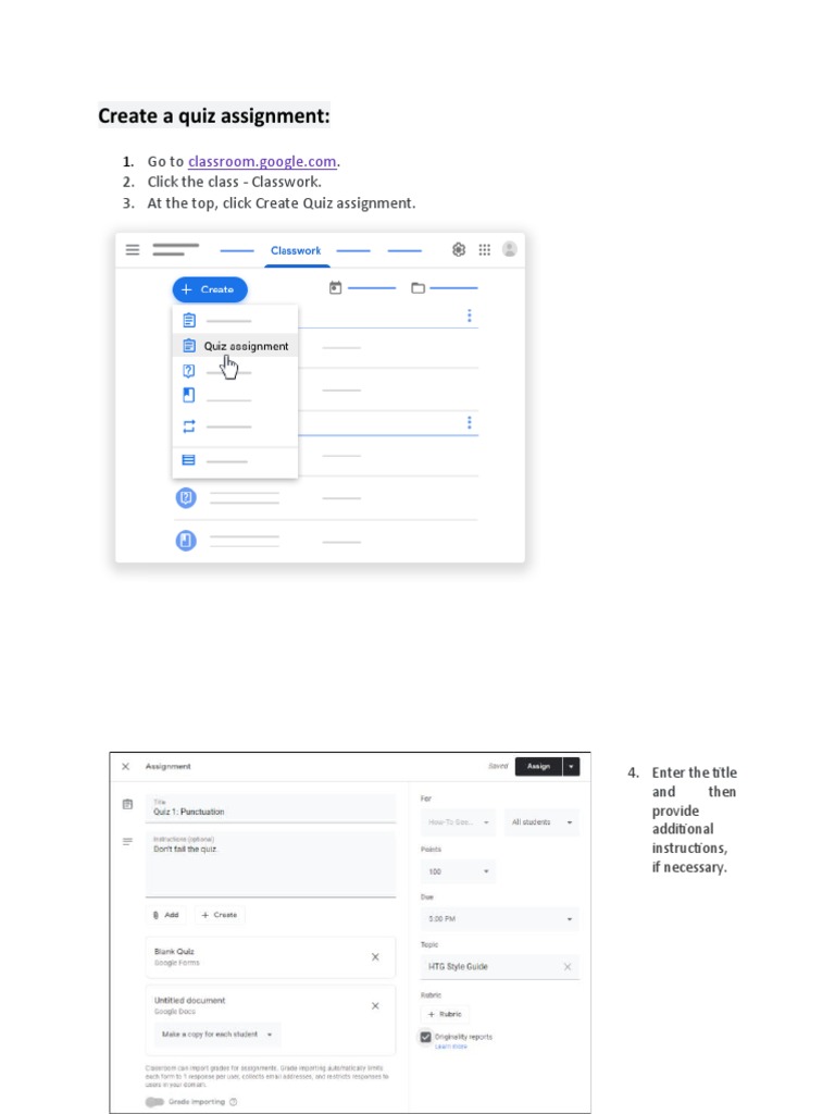 Create a Quiz in Google Classroom | PDF