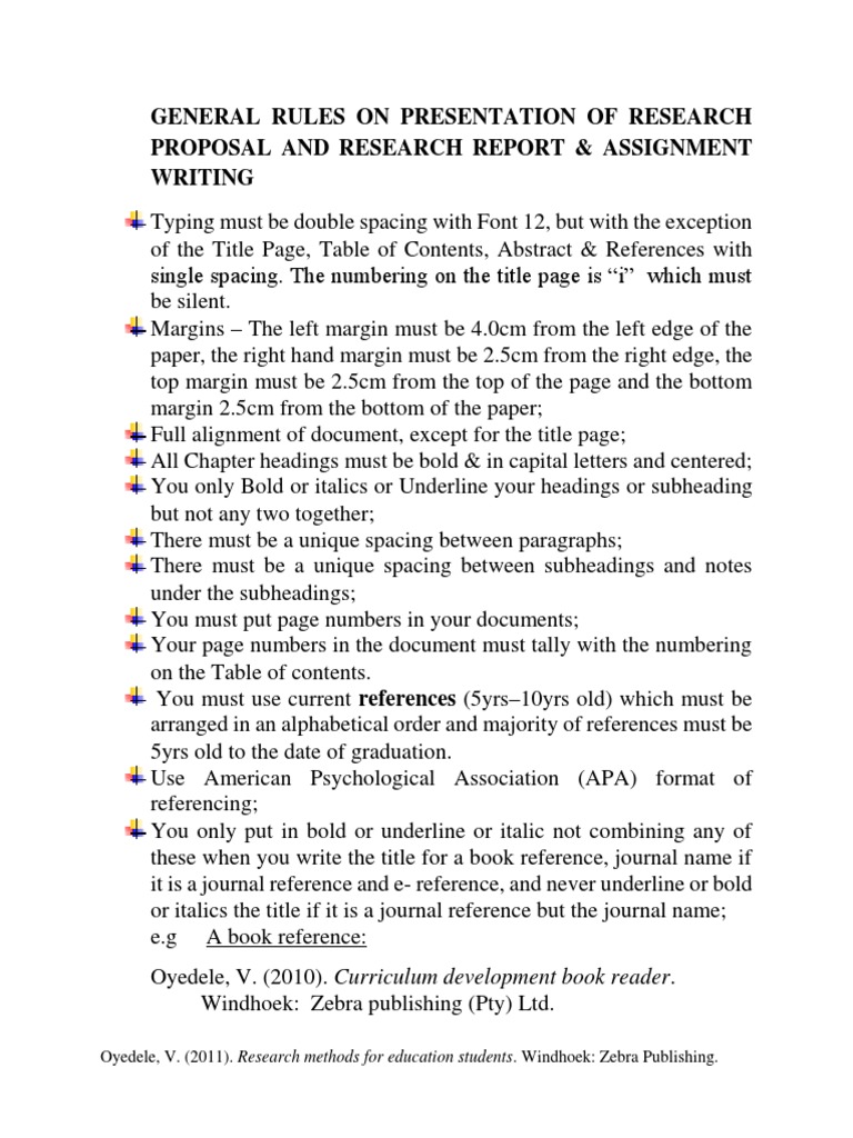 General Rules On Presentation of Research Proposal and Research Report ...