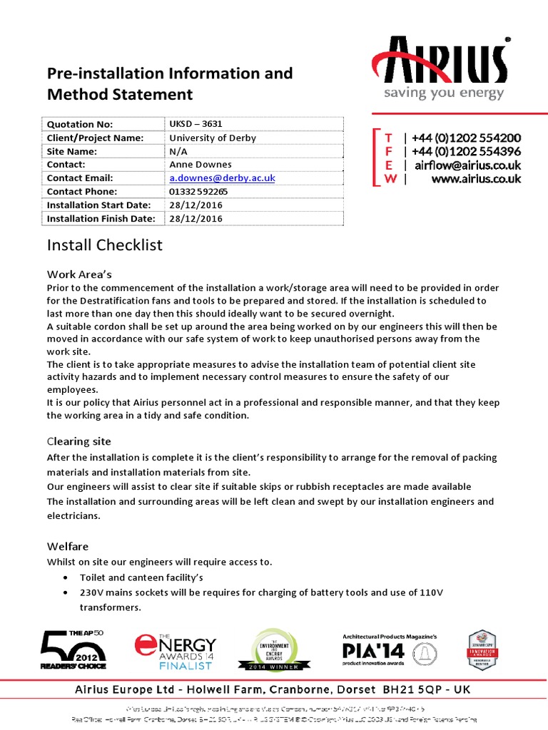 Installing Destratification Fans at the University of Derby: A ...