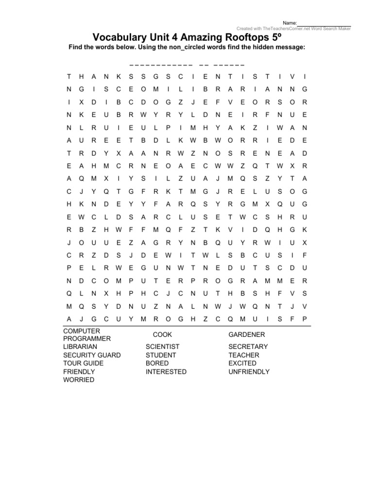 Vocabulary Unit 4 Amazing Rooftops 5º | PDF | Leisure | Computing And ...