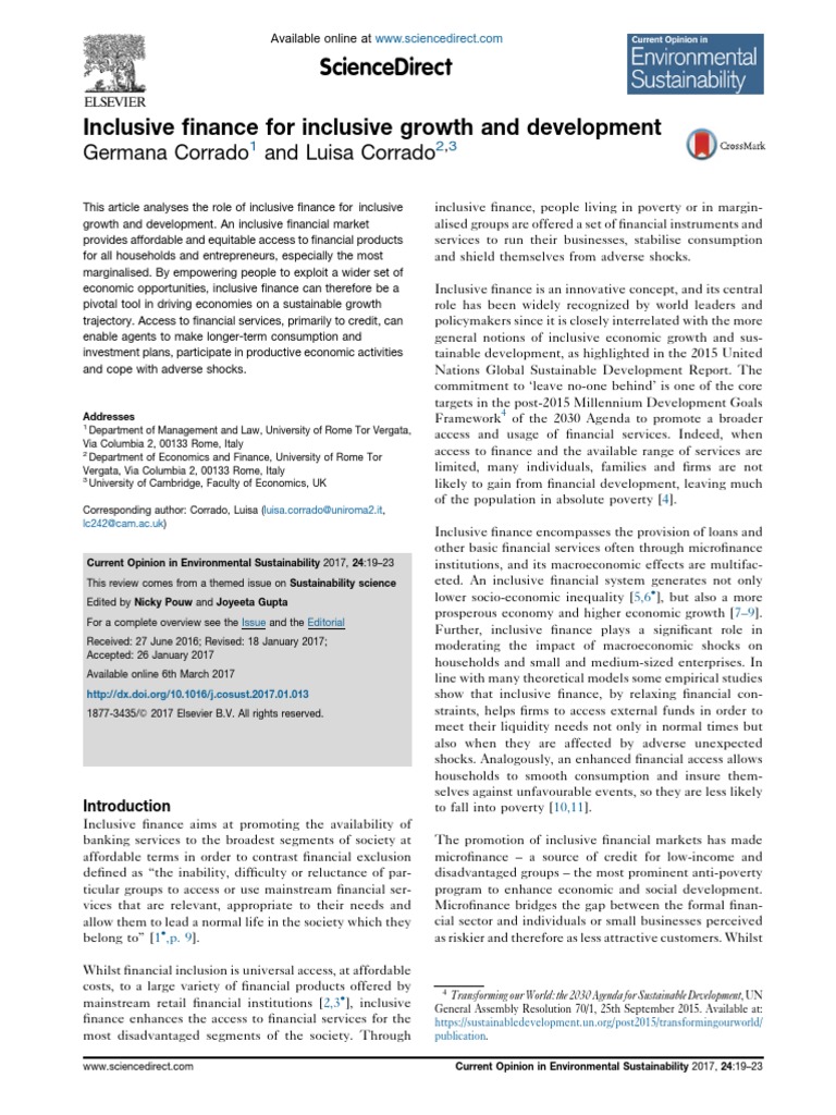 Inclusive Finance for Growth | PDF | Microfinance | Economic Growth