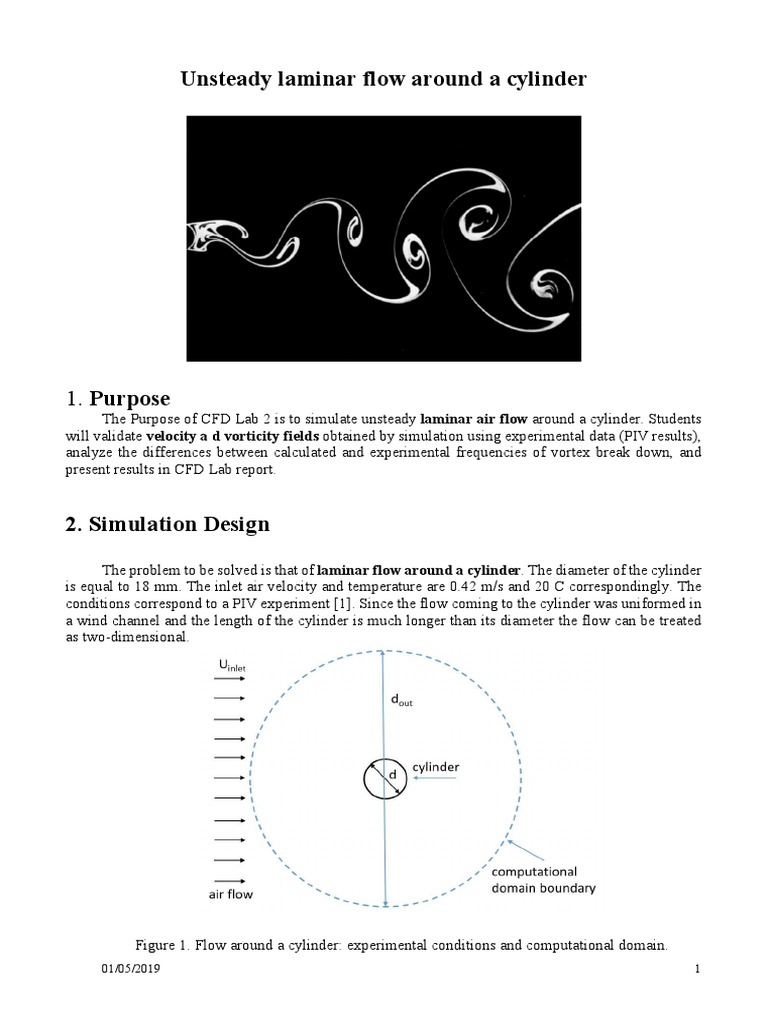 Unsteady Laminar Flow Around A Cylinder | PDF | Computational Fluid Dynamics | Fluid Dynamics