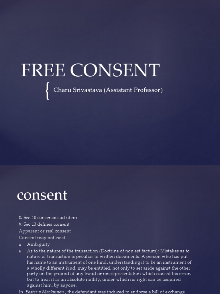 Legal Concepts of Consent & Influence | PDF | Misrepresentation ...
