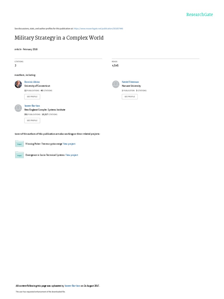 Military Strategy in A Complex World: February 2016 | PDF | Military ...