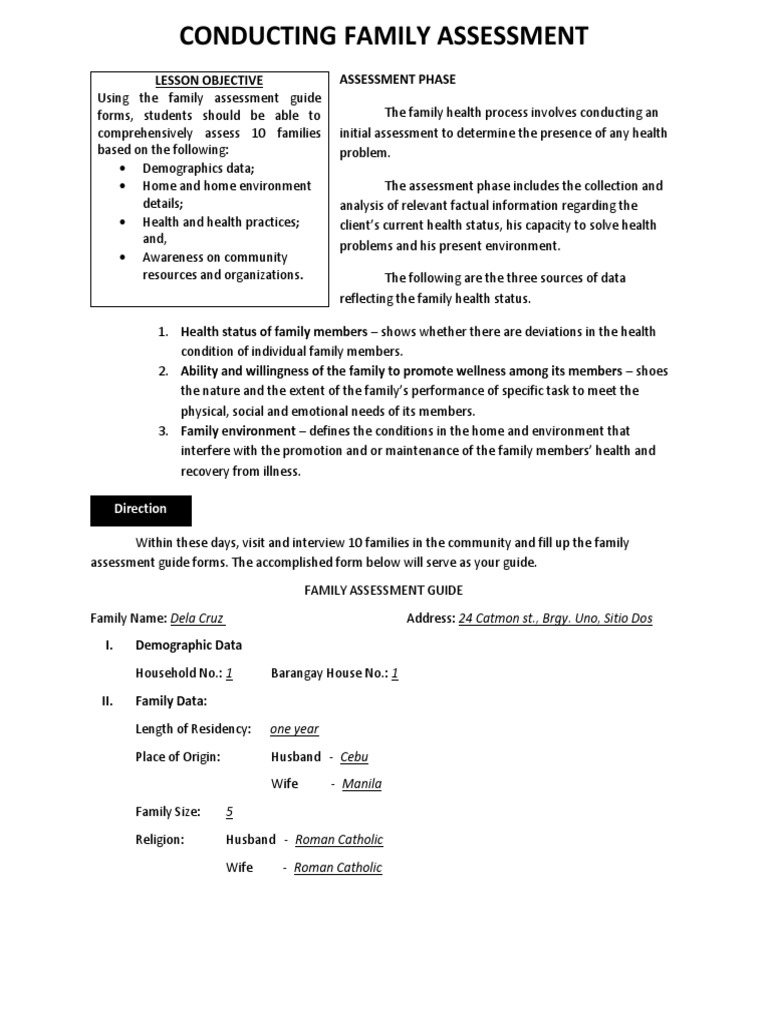 Family Health Assessment Guide | PDF | Wellness