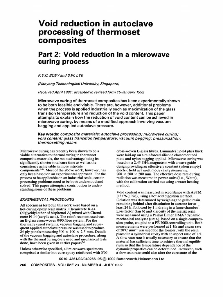 Void Reduction in Autoclave Processing of Thermoset Composites | PDF ...