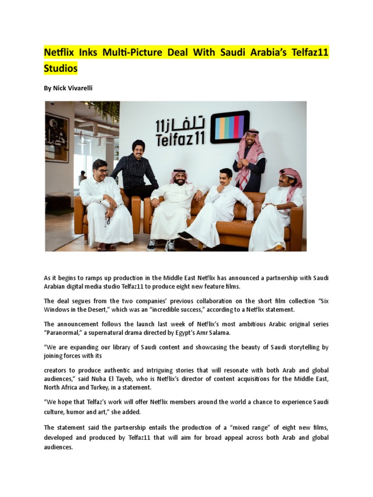 Netflix and Telfaz11's Film Partnership | PDF | Netflix | Saudi Arabia