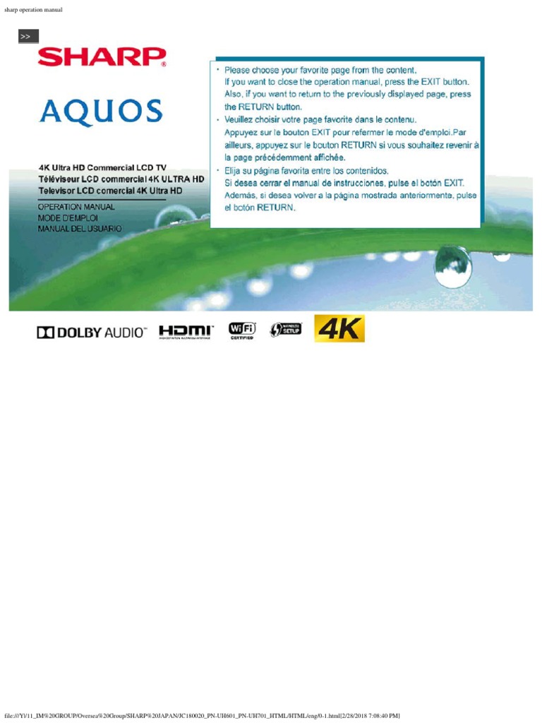 PN-UH601 701 Operation Manual | PDF | Set Top Box | Menu (Computing)