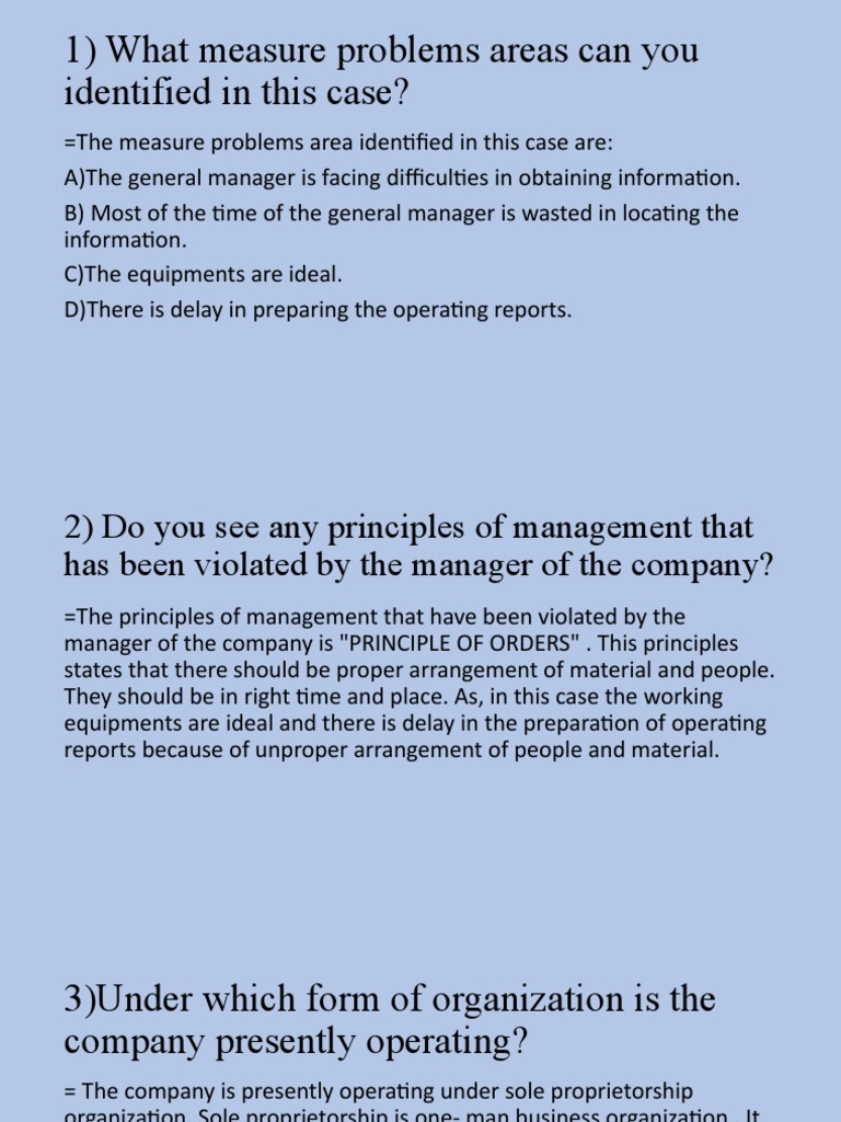 1) What Measure Problems Areas Can You Identified in This Case? | PDF