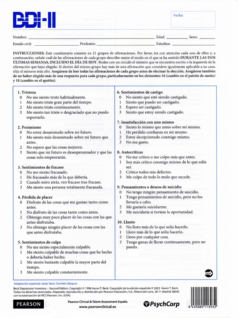 Bdi Ii-Beck091 | PDF