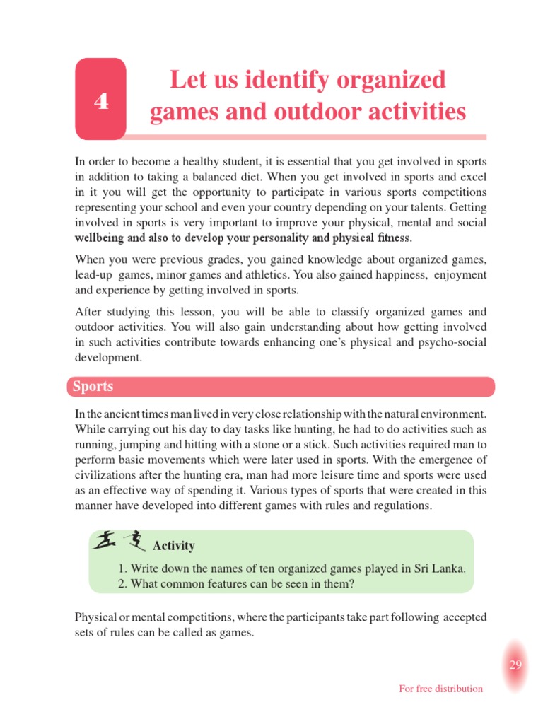 Let Us Identify Organized Games and Outdoor Activities | PDF | Sports ...