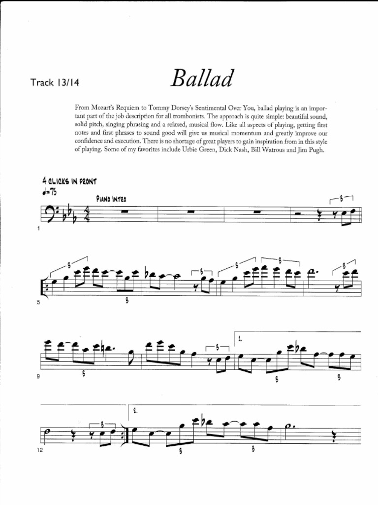 Ballad - Trombone Etudes | PDF