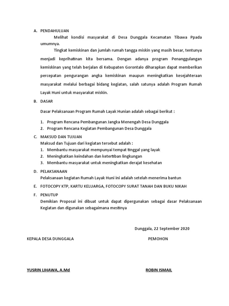 Proposal Rumah Layak Huni | PDF