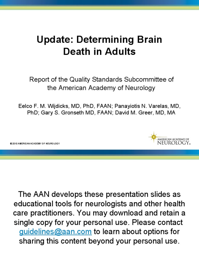 Update: Determining Brain Death in Adults | PDF | Apnea | Breathing