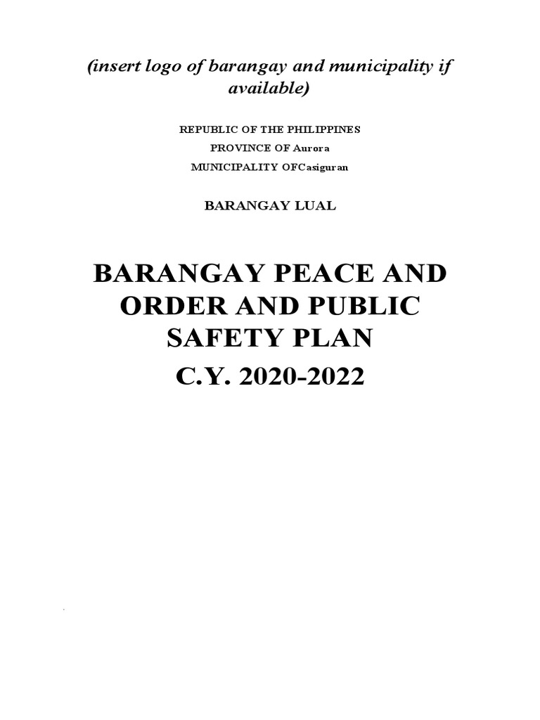 Barangay Peace and Order and Public Safety Plan: (Insert Logo of ...