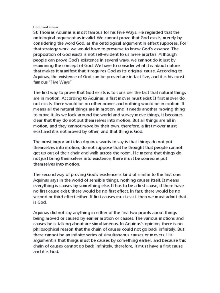 An Analysis of St. Thomas Aquinas's Five Ways of Proving God's ...
