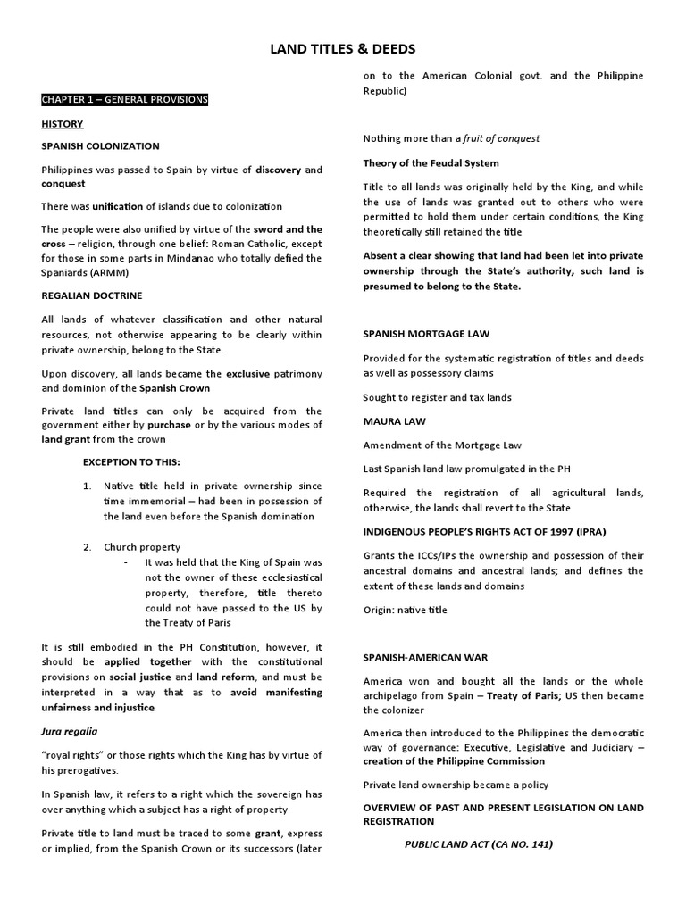 Land Titles & Deeds: Chapter 1 - General Provisions | PDF | Title (Property) | Deed