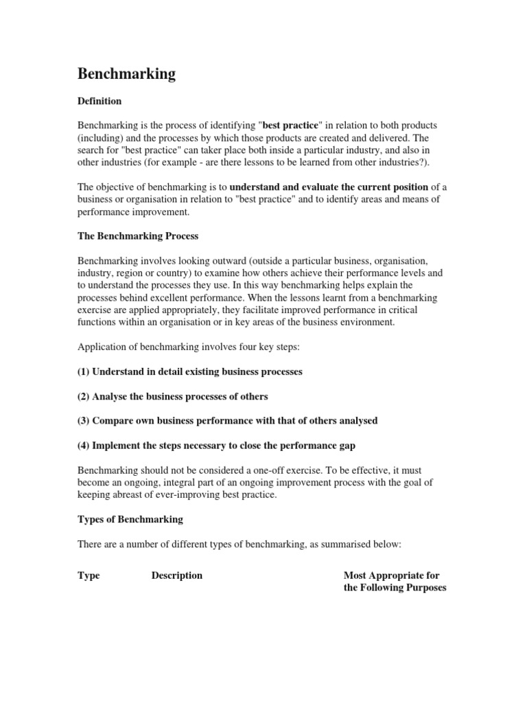 Bench Marking | PDF | Benchmarking | Business Process