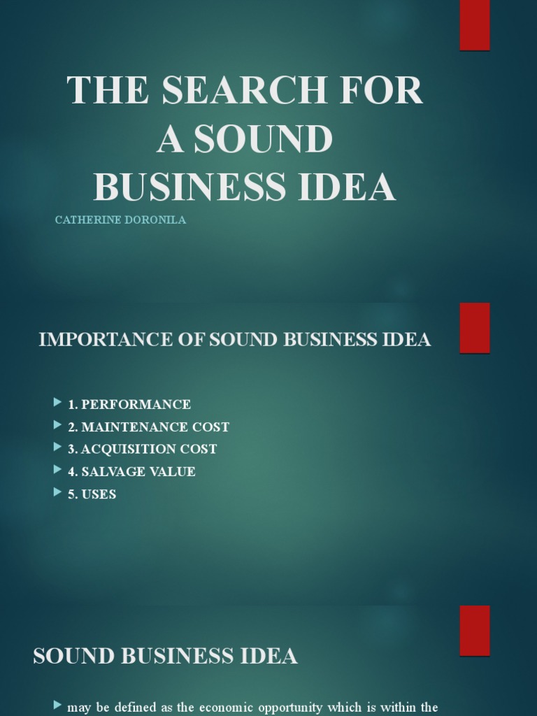 The Search For A Sound Business Idea | PDF