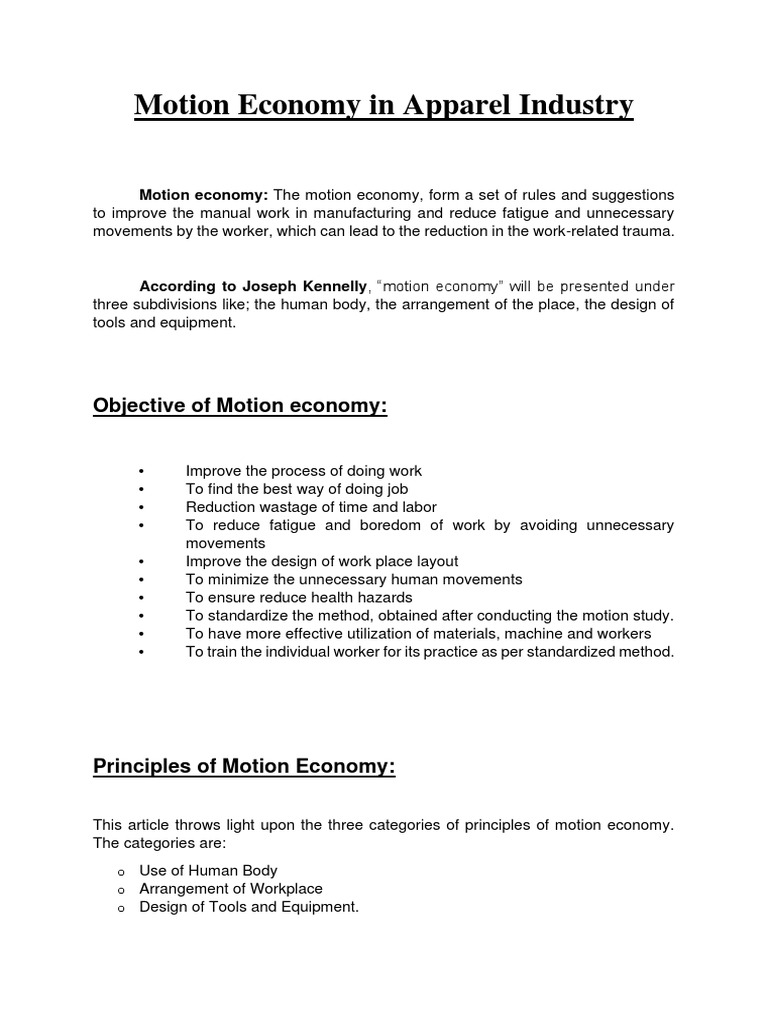 Motion Economy in Apparel Industry | PDF | Business