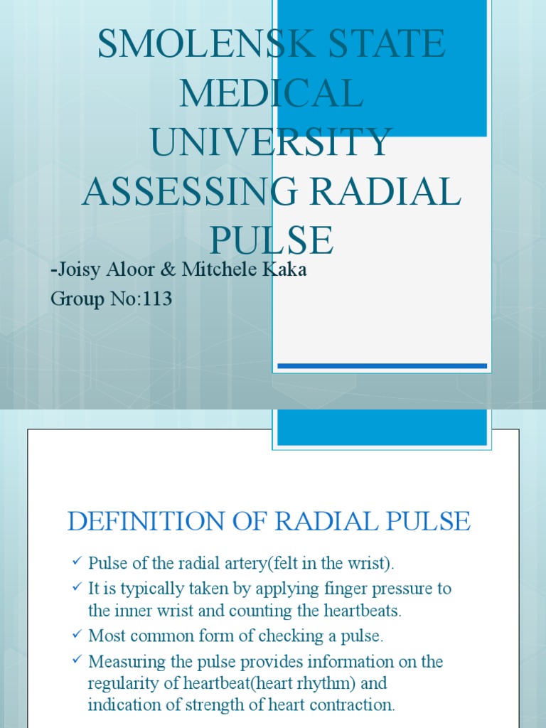 Assessing Radial Pulse | PDF | Pulse | Heart Rate