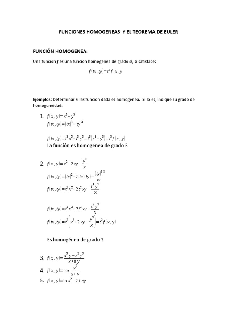 Funciones Homogeneas y El Teorema de Euler | PDF | Ciencias económicas | Economias