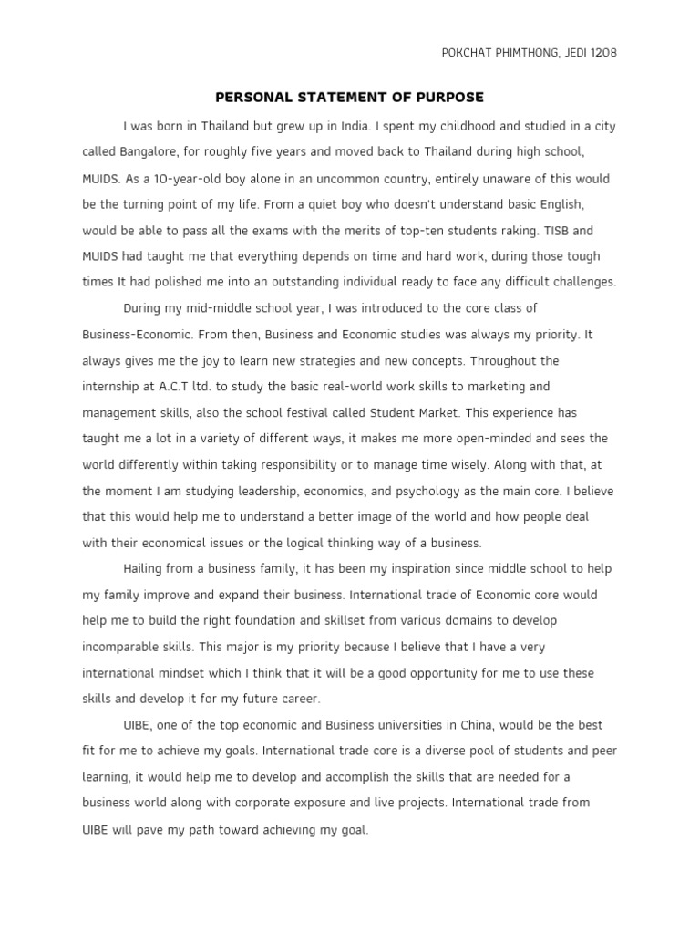 Sop Final | PDF | Psychology | Psychological Concepts