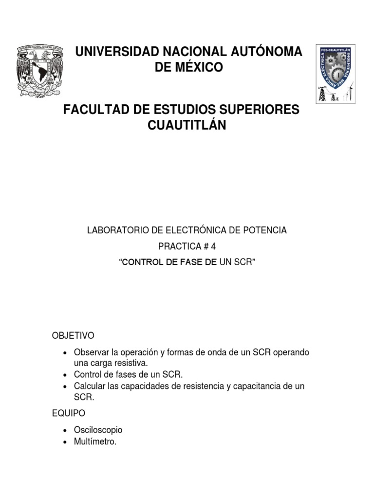 Control de fase en SCR: Práctica 4 | PDF | Transistor | Resistencia ...