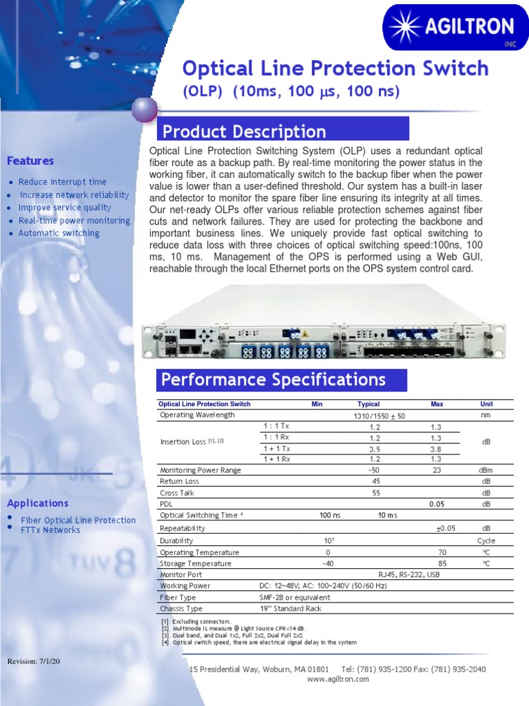 Optical Line Protection Switch | Download Free PDF | Optical Fiber ...