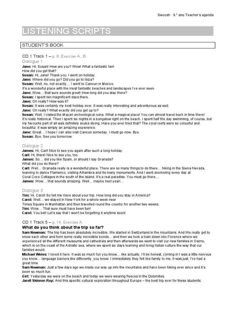 Listening Scripts: Student'S Book | PDF | William Shakespeare