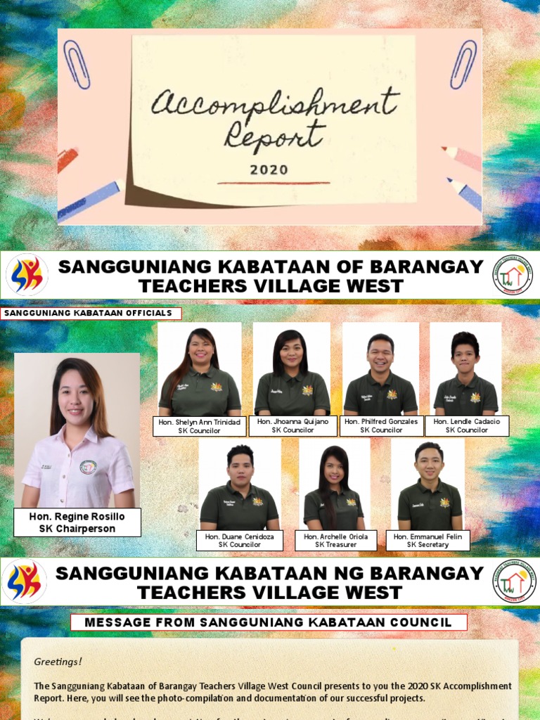 2020 SK Accomplishment Report | PDF | Foods | Cooking
