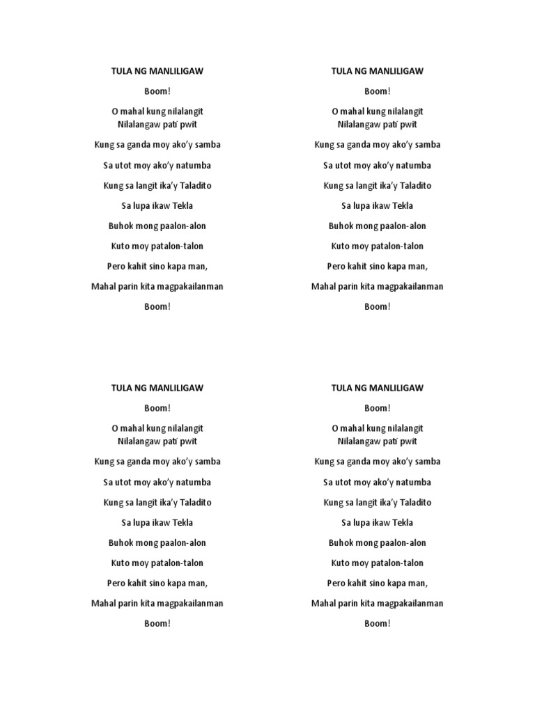 Tula NG Manliligaw Tula NG Manliligaw | PDF | Pop Music | Musical ...