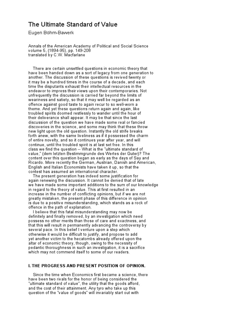 Ultimate Standard of Value Explained | PDF | Value (Economics) | Labour ...
