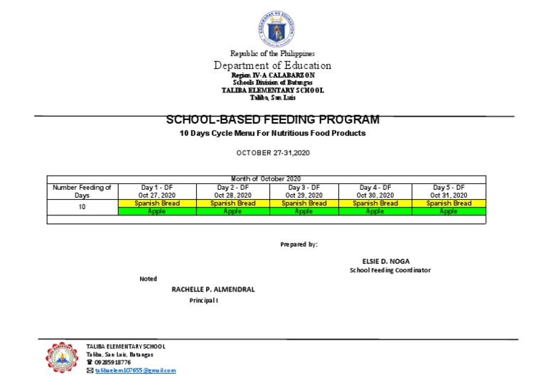 Department of Education: School-Based Feeding Program | PDF