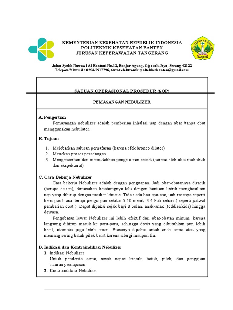 SOP Pemasangan Nebulizer pada Anak | PDF | Sains & Matematika