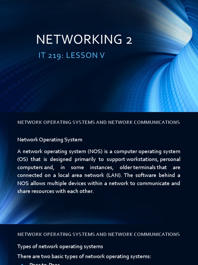Networking 2: It 219: Lesson V | PDF | Operating System | Computer Network