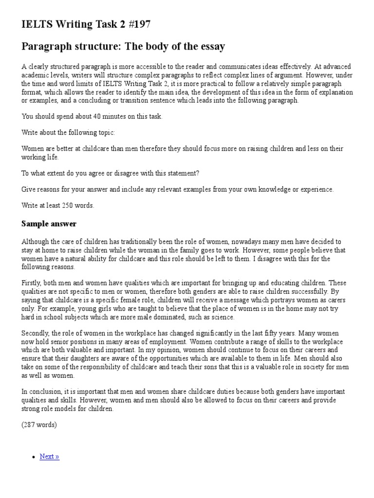 IELTS Writing Task 2 #197 Paragraph Structure: The Body of The Essay ...