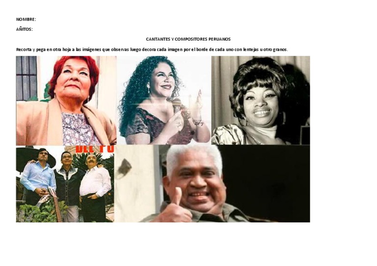 Cantantes y Compositores Peruanos Tarea | PDF