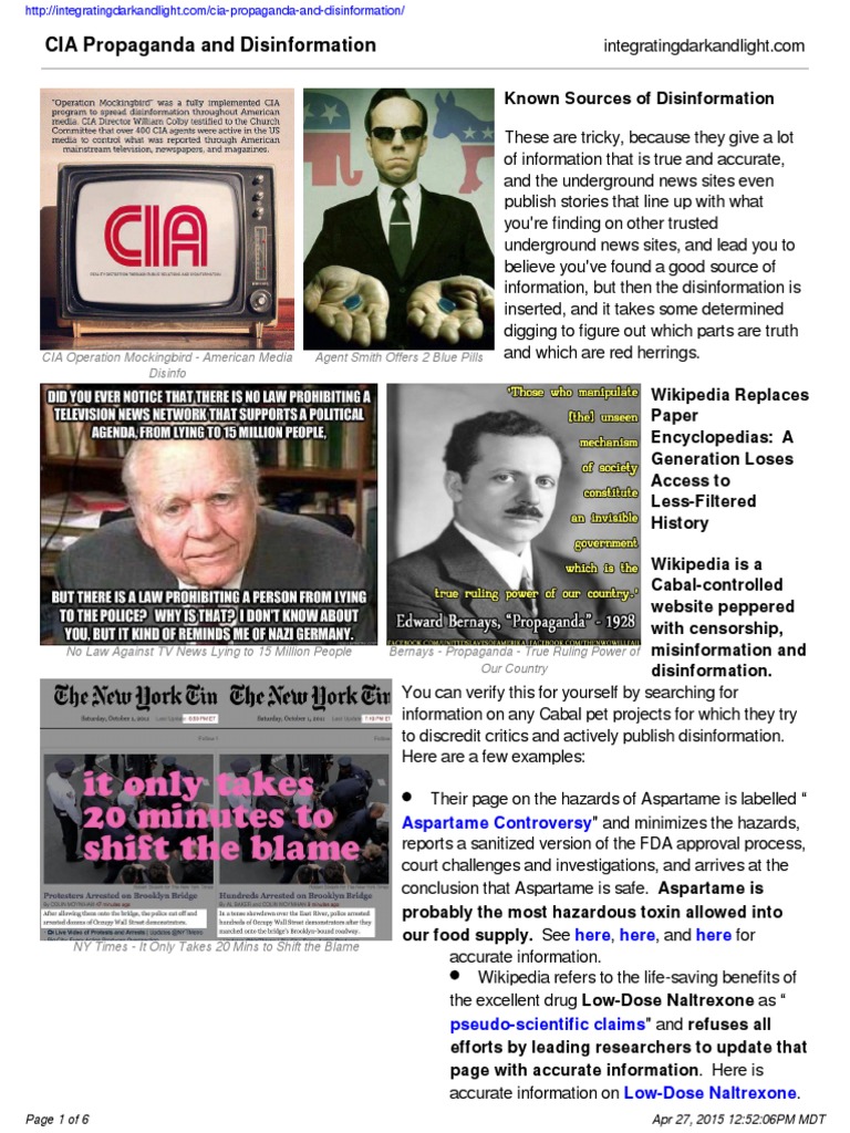 An In-Depth Look at Sources of CIA Propaganda and Disinformation ...
